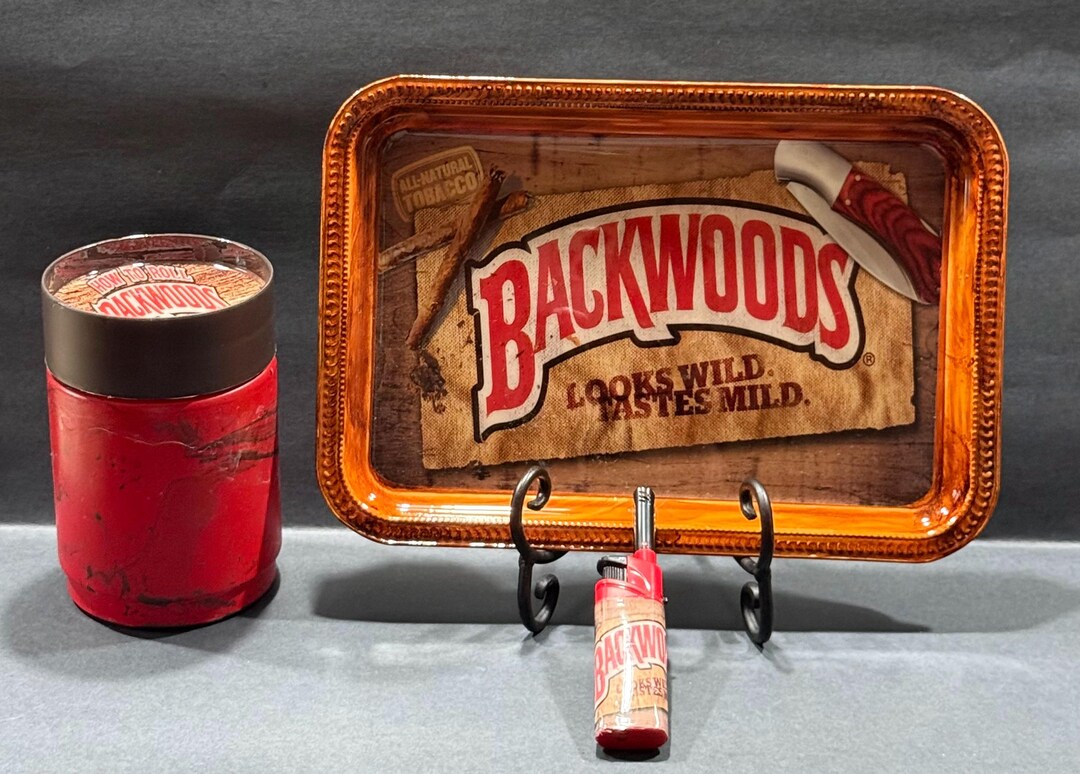 Backwoods Woodgrain 3 Piece Rolling Tray Set - Etsy