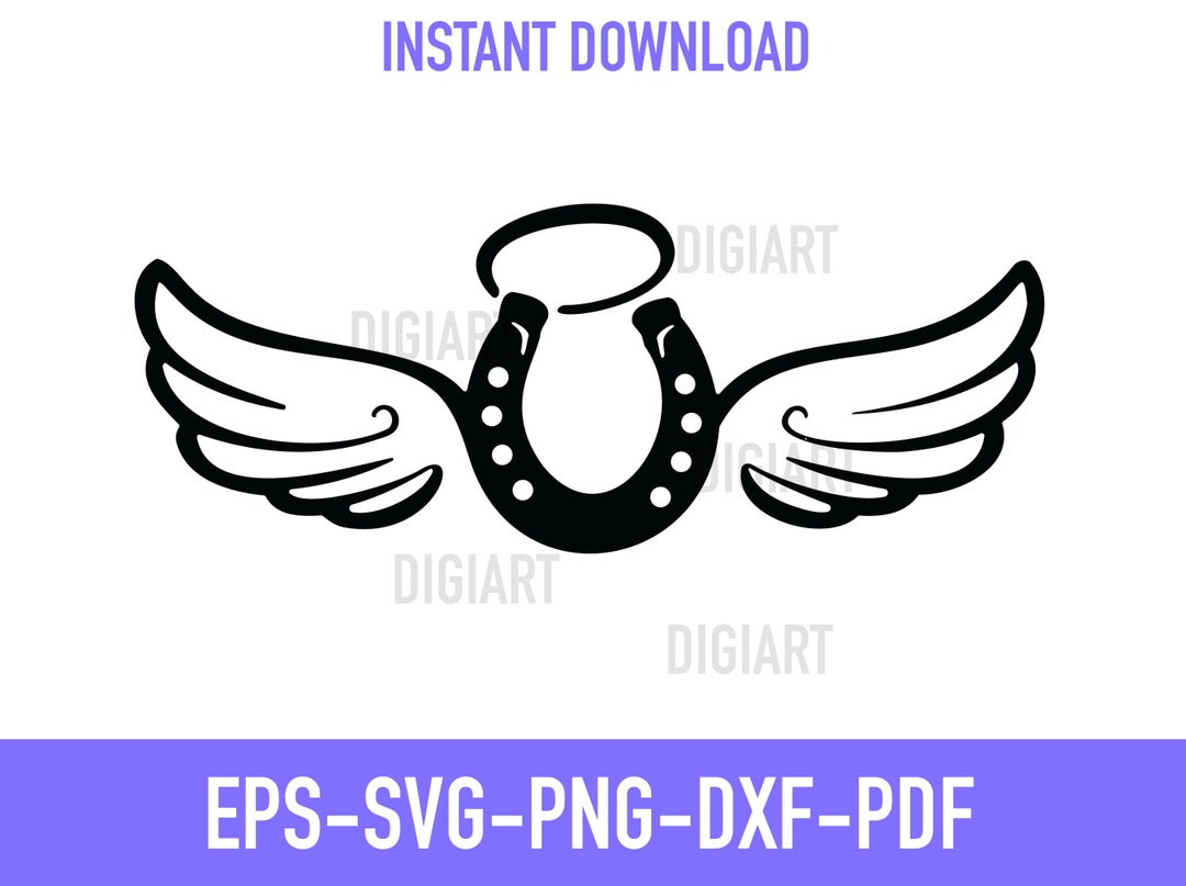 Horseshoe Svg, Angel Wings and Halo SVG PNG - Animal Memorial ...