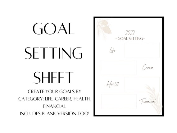 2022 Printable Yearly Goal Sheets