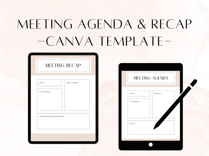 Meeting Agenda Canva Template / Printable Meeting Recap - Etsy