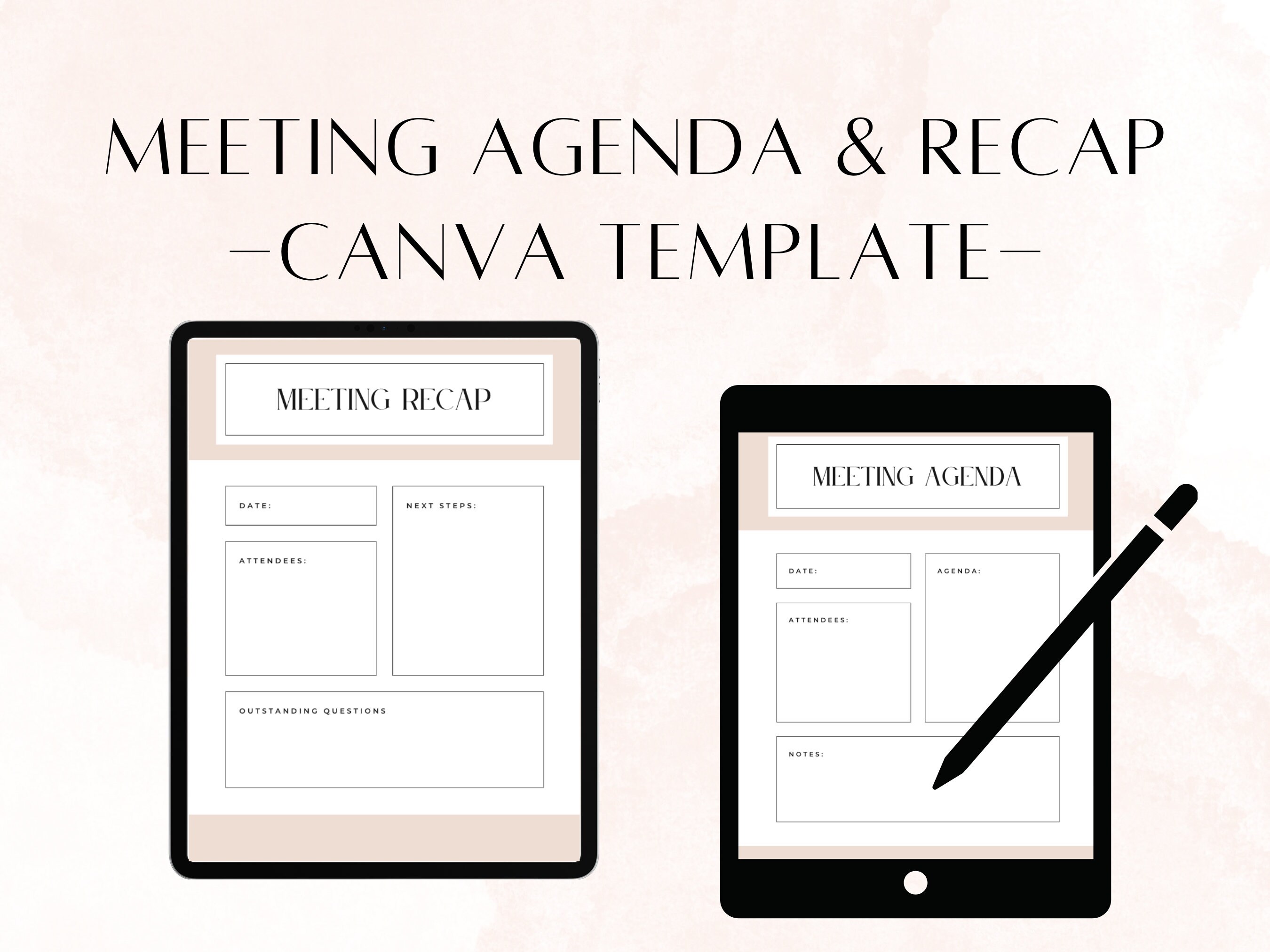 Meeting Agenda Canva Template / Printable | Meeting Recap | Meeting ...