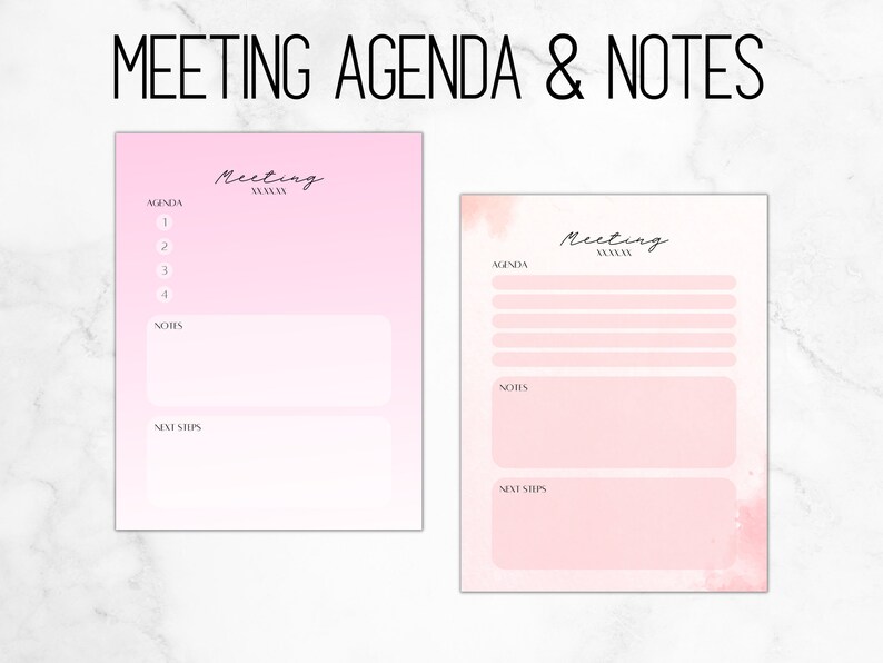 Meeting Agenda Canva Template / Printable | Meeting Recap | Meeting ...