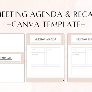 Meeting Agenda Canva Template / Printable | Meeting Recap | Meeting ...