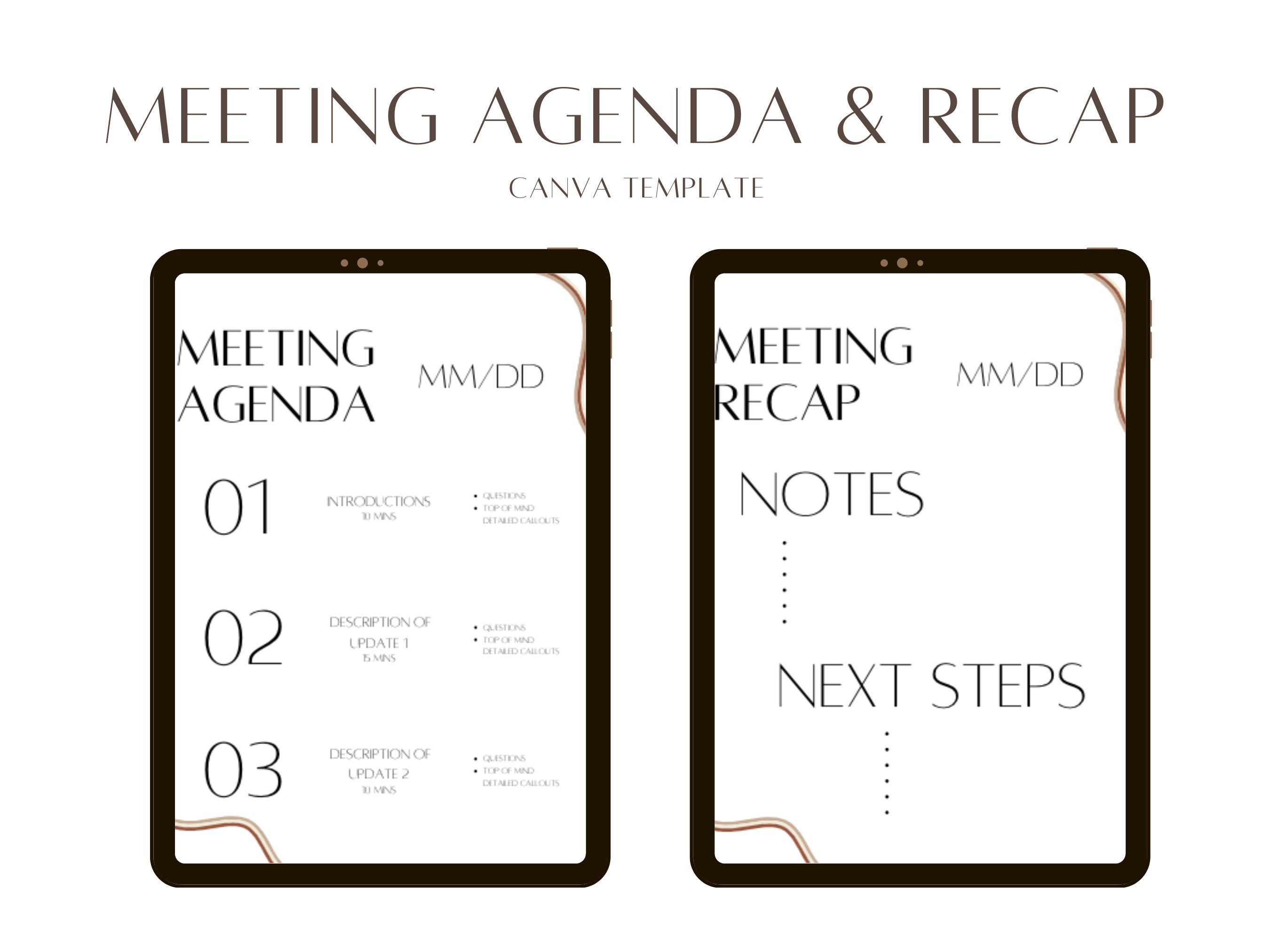 Meeting Agenda and Recap Canva Template | Meeting Minutes | Meeting ...