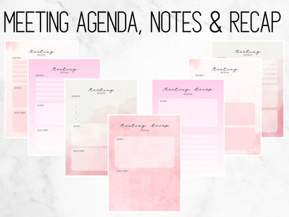Meeting Agenda Canva Template / Printable Meeting Recap - Etsy