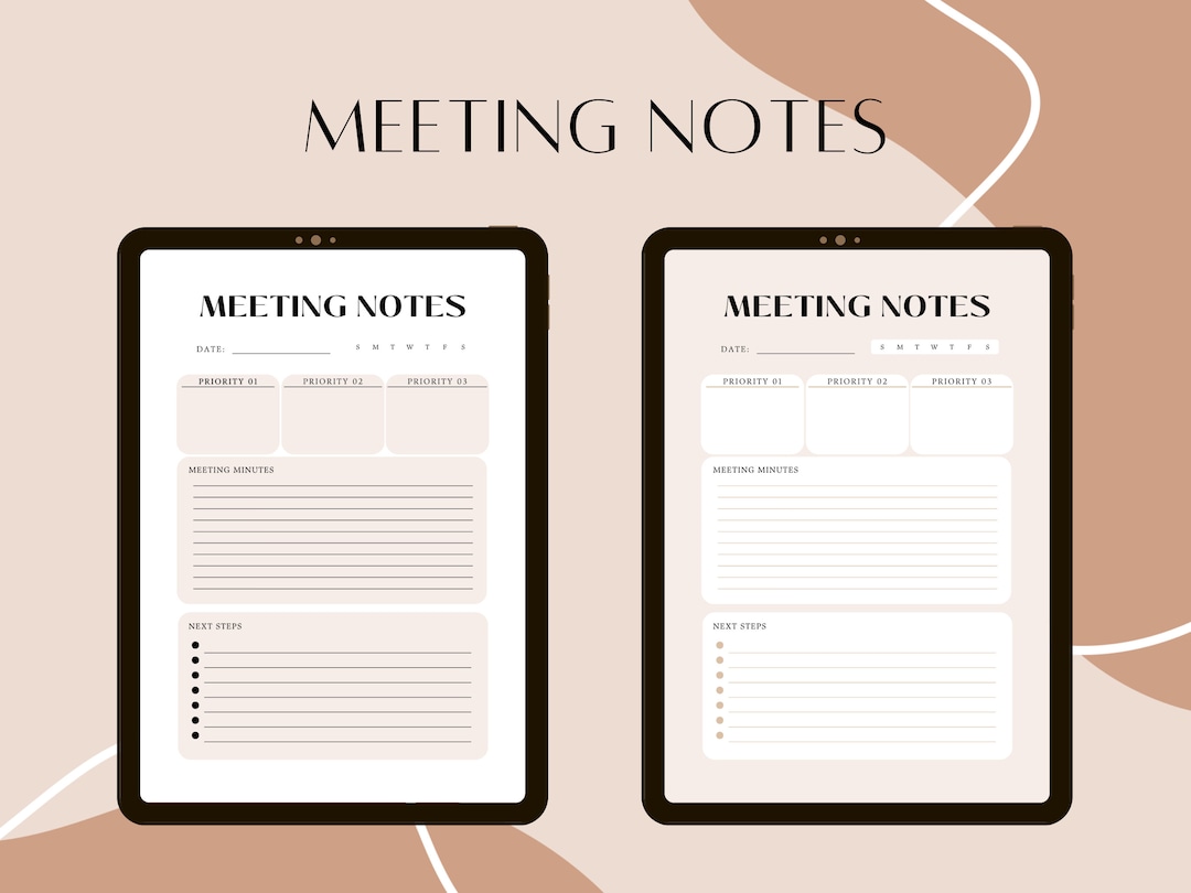 Meeting Notes Digital Download, Printable, Meeting Next Steps, Meeting ...