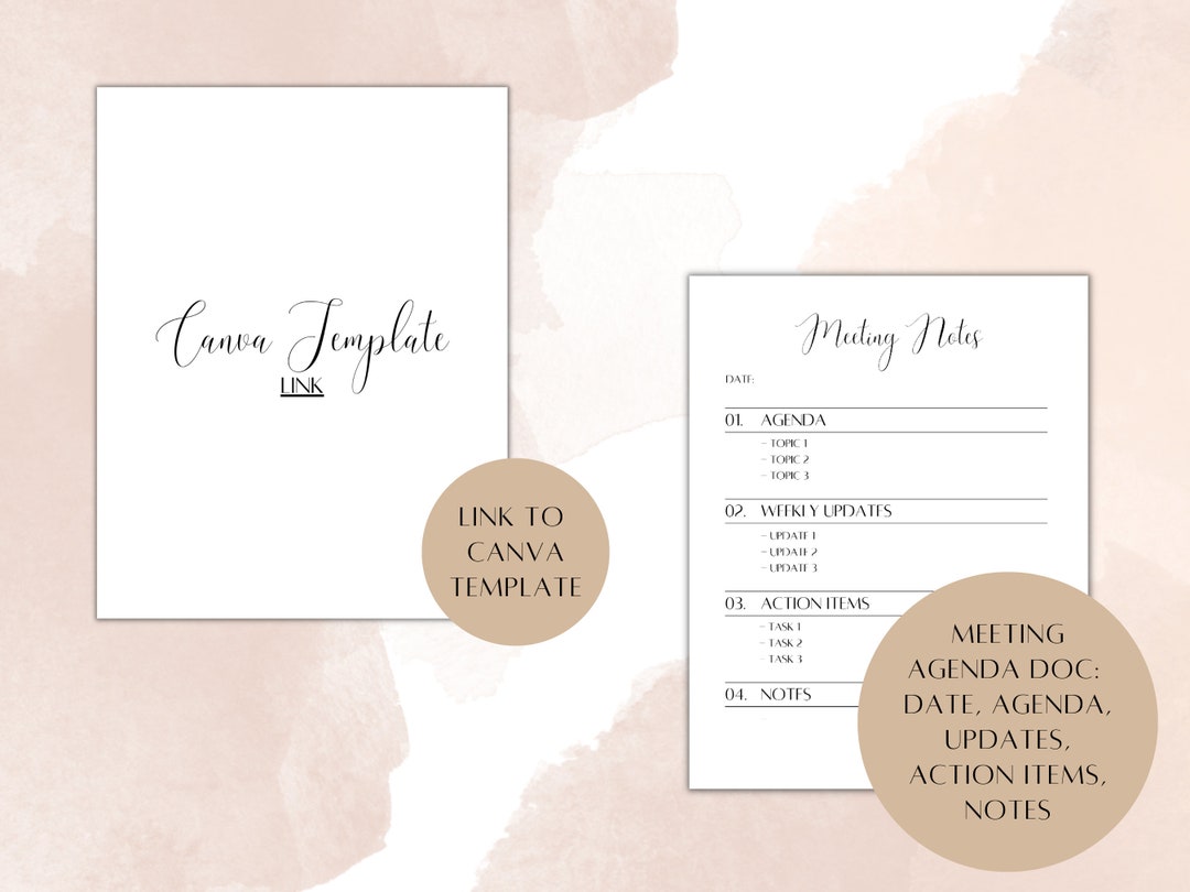 Meeting Agenda, Canva Template / Printable | Meeting Minutes & Notes - Etsy