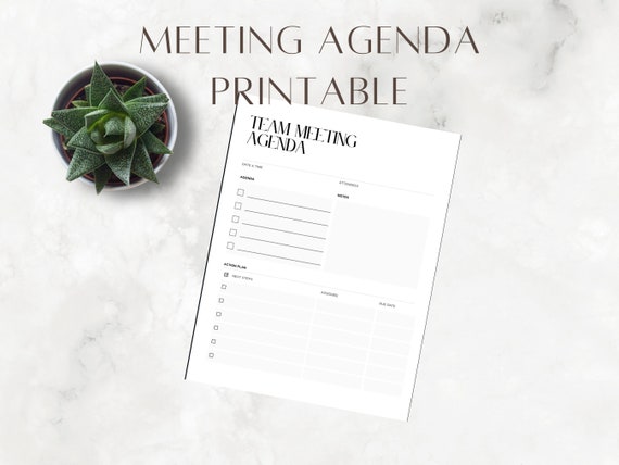 Meeting Agenda Printable/digital Download - Etsy