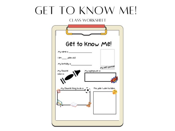 Get to Know Me Printable Class Worksheet 1st Week of - Etsy