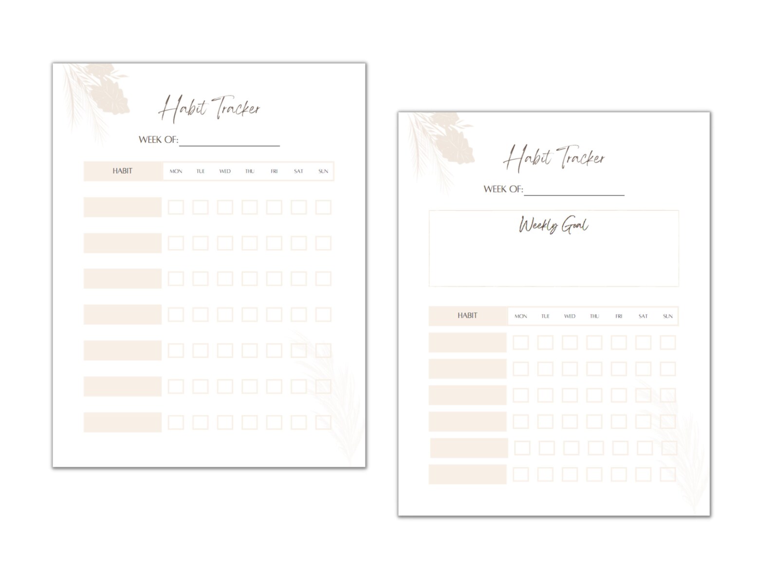 Weekly Habit Tracker Goal Setting - Etsy