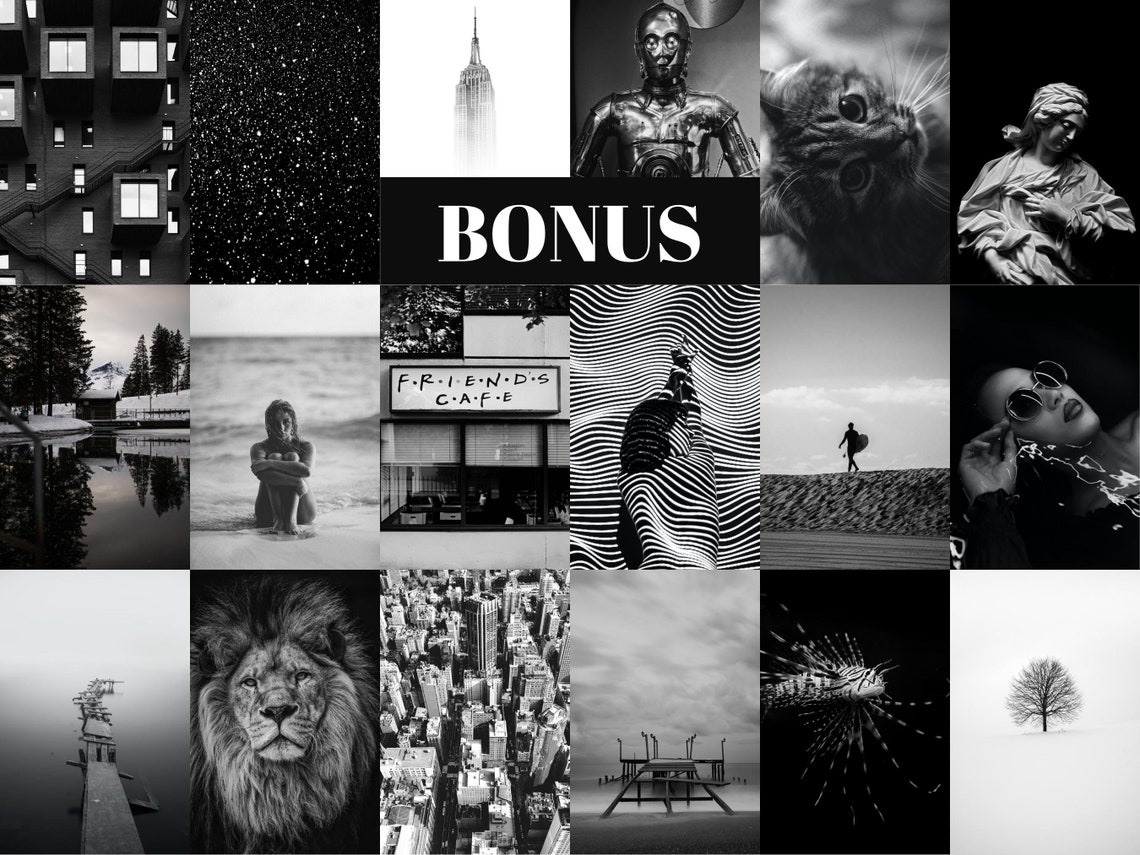 Black&white Photo Wall Collage Kit-digital Prints of 100 Pcs - Etsy