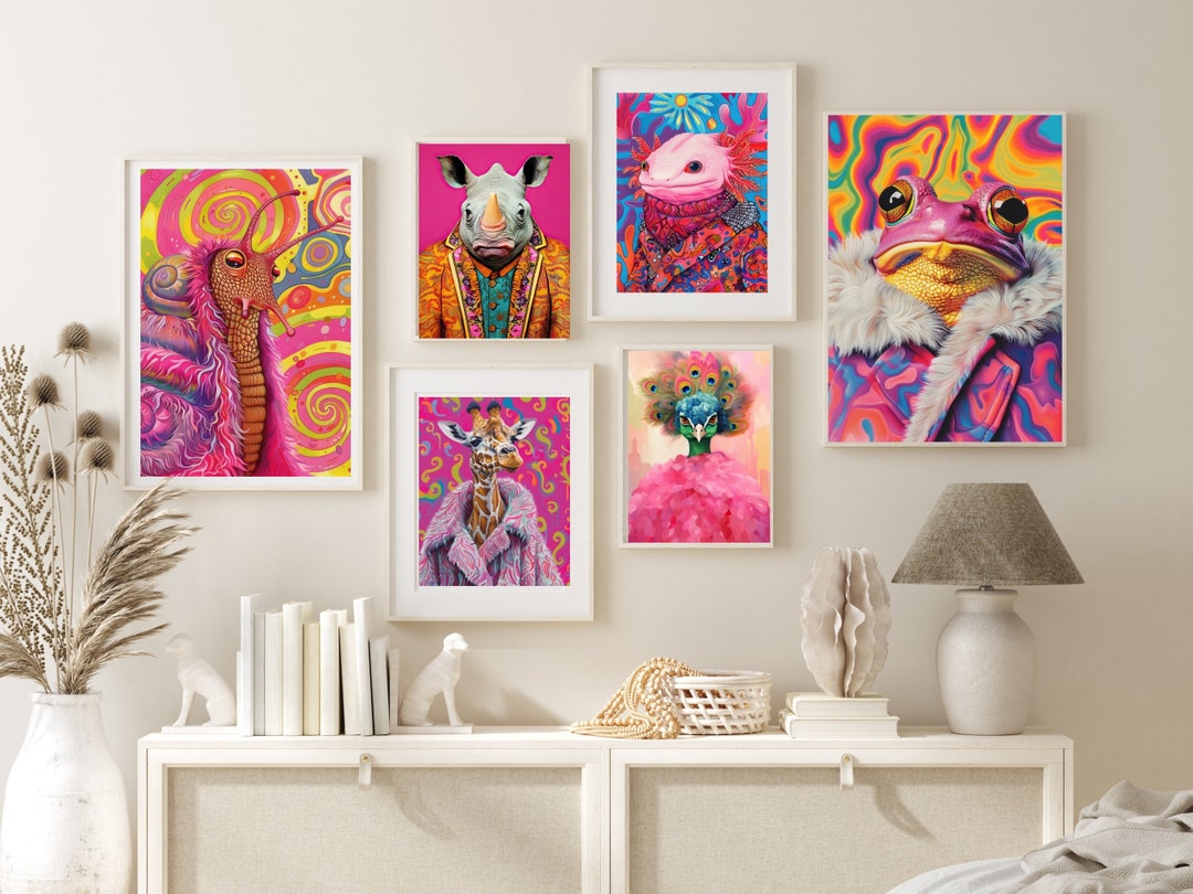 Anthropomorphic Animal Fashion Art Prints Maximalist Wall Art Funky ...