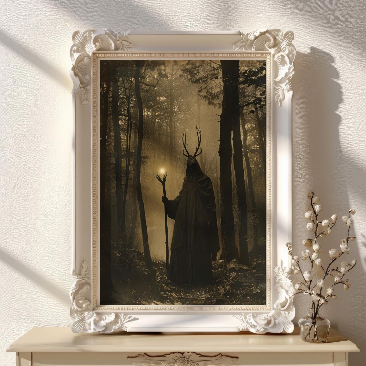 Victorian Druid Witch in the Woods Dark Gloomy Art Print DIGITAL ...