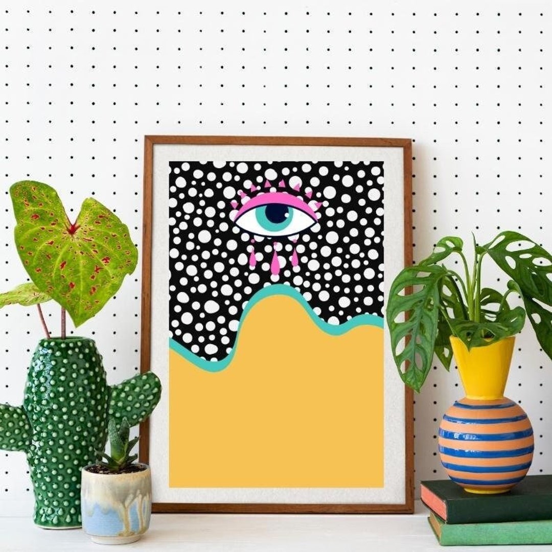 Funky Evil Eye Poster, Maximalist Wall Art, Colorful Retro Poster ...