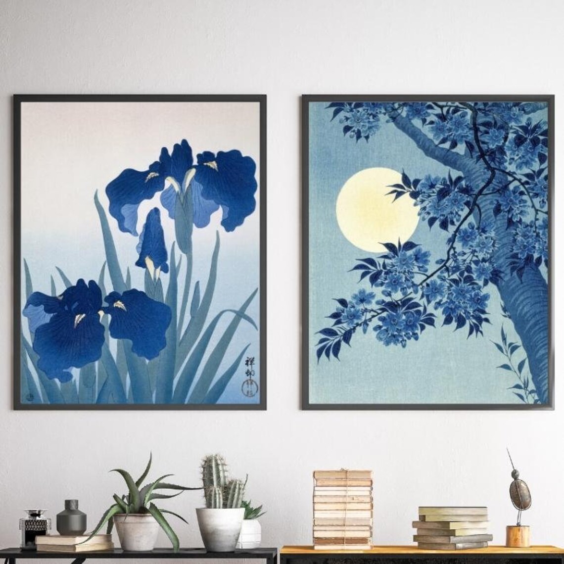 Blue&red Japanese Woodblock Gallery Wall Set of 10 Ukiyo-e - Etsy