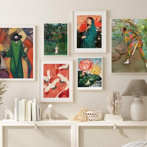 Orange&green Gallery Wall Set of 10 Prints,eclectic Maximalist Wall Art ...