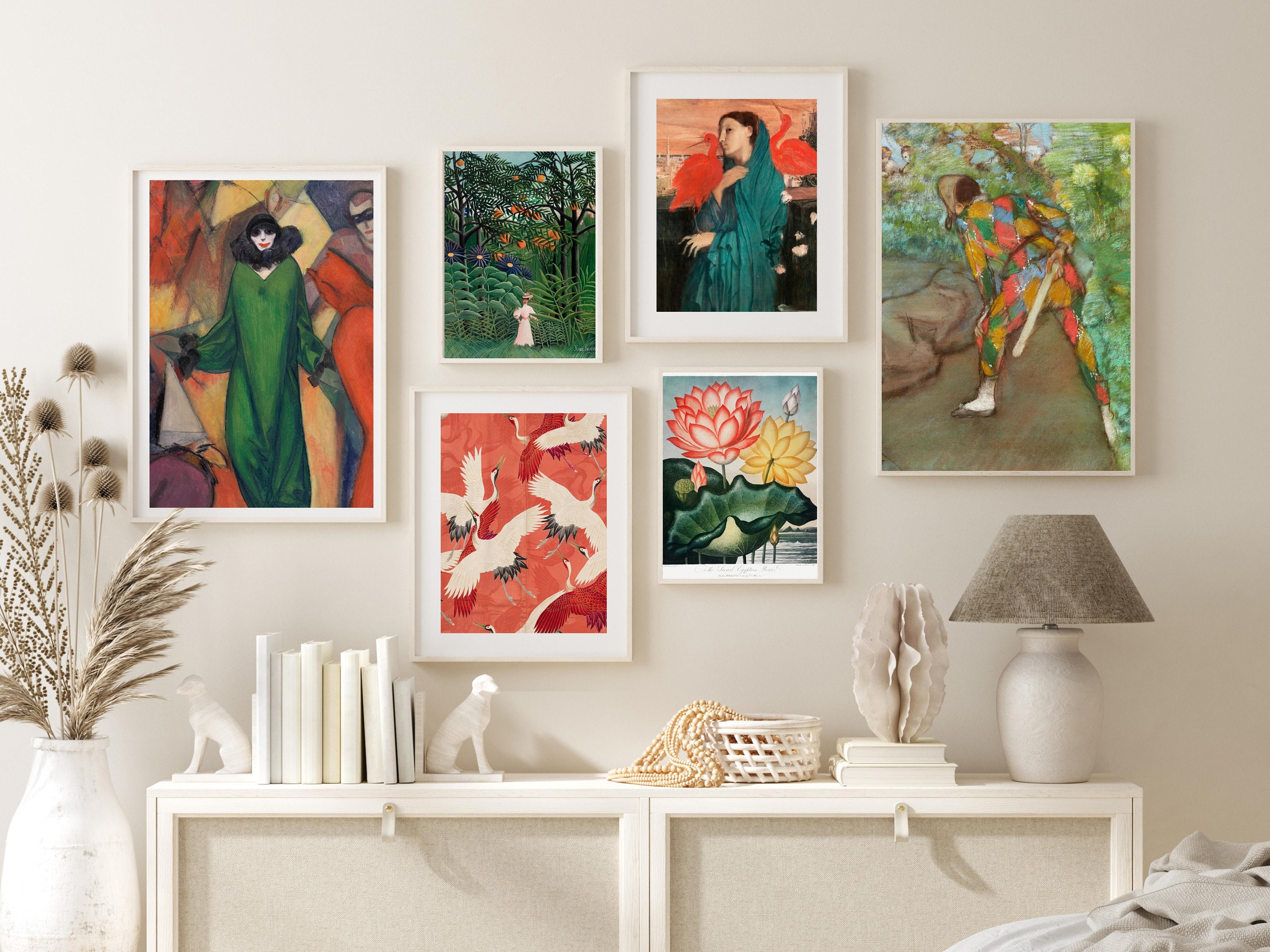 Orange&green Gallery Wall Set of 10 Prints,eclectic Maximalist Wall Art ...