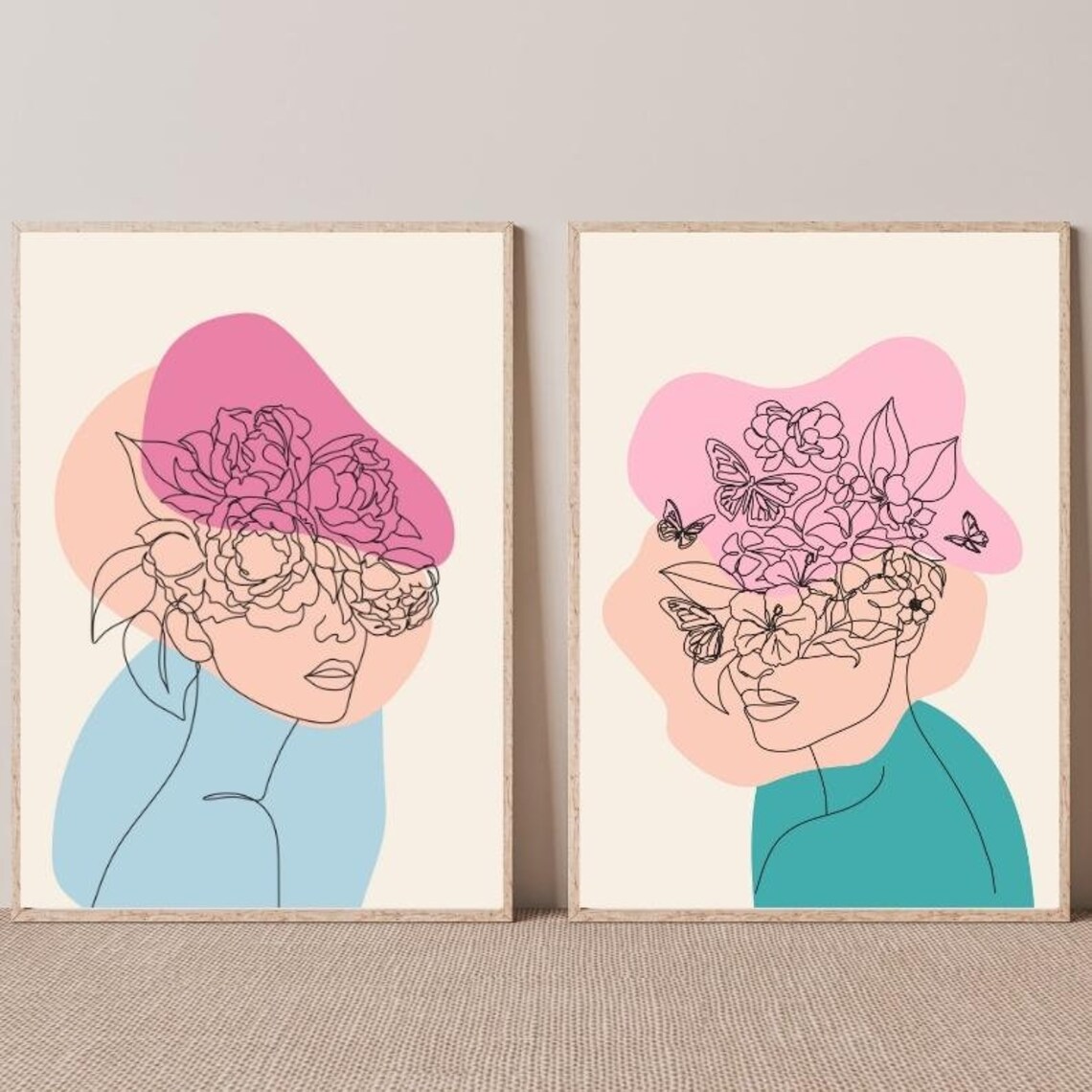 Set of 3 Colorful Girls Wall Art Prints Living Room Wall | Etsy