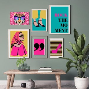 Retro Maximalist Wall Art Set of 6, Colorful Posters, Vibrant Gallery ...