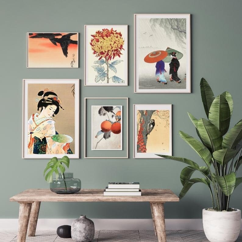 Japanese Gallery Wall Set of 7 Japanese Woodblock Prints | Etsy