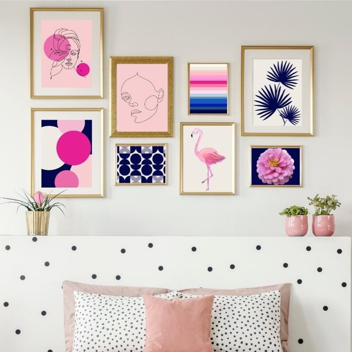 Set of 8 Eclectic Pink Wall Art Prints Eclectic Posters Set | Etsy