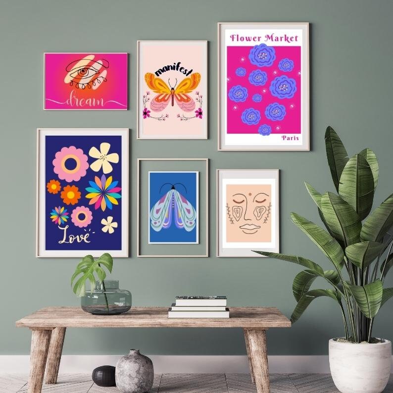 Colorful Wall Art Gallery Wall Set of 8 Prints DIGITAL - Etsy