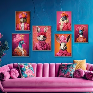 Rococo Animal Portraits Surreal Art Prints Maximalist Wall Art Animal ...