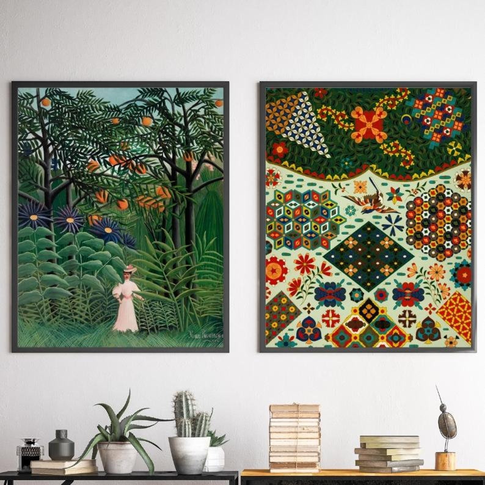 Orange&green Gallery Wall Set of 10 Prints,eclectic Maximalist Wall Art ...