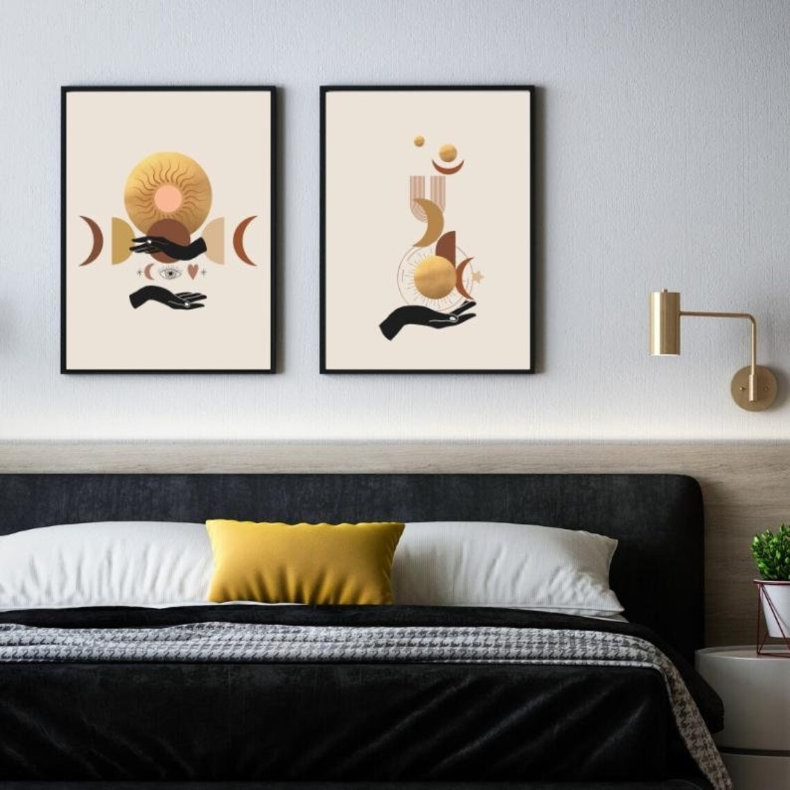 Set of 3 Moon Phases Wall Art Prints Abstract Wall Art | Etsy