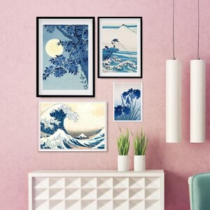 Blue&red Japanese Woodblock Gallery Wall Set of 10, Ukiyo-e Wall Art ...
