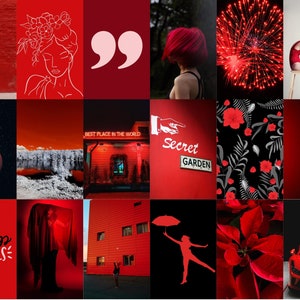 Red Aesthetic Wall Collage Kit Digital Prints of 100, Photo Collage Kit ...