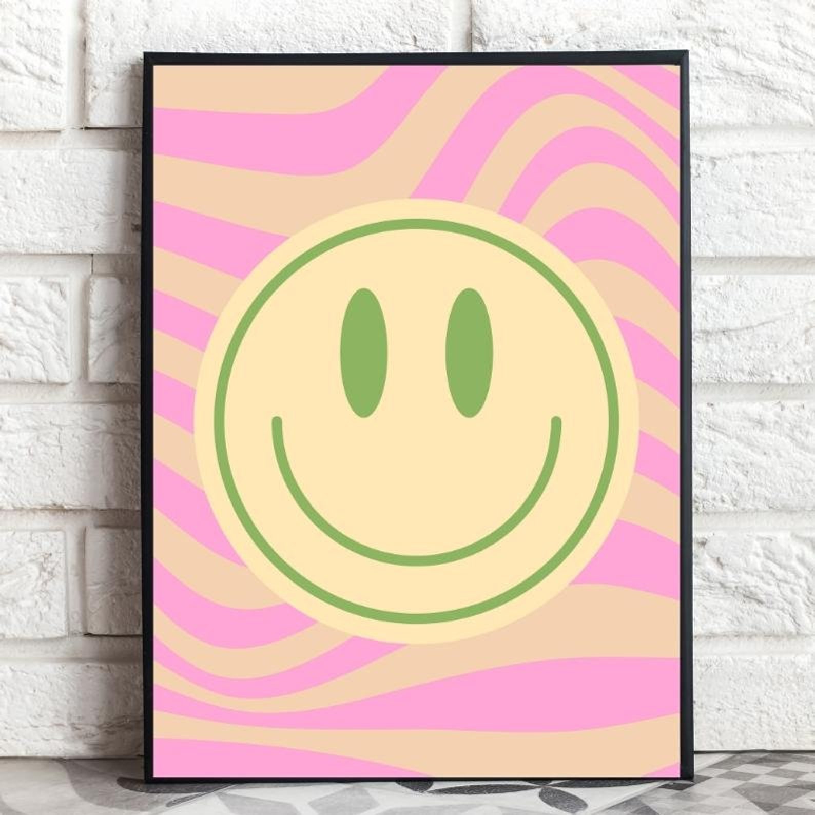 Groovy Smiley Face Poster Retro Wall Art Trippy Poster - Etsy