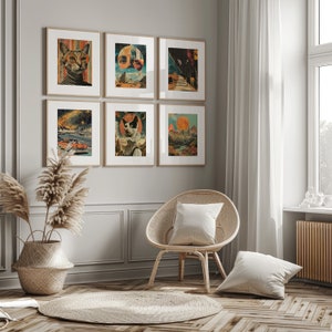 Surreal Collage Gallery Wall Set of 6 DIGITAL Prints RETRO Wall Art ...