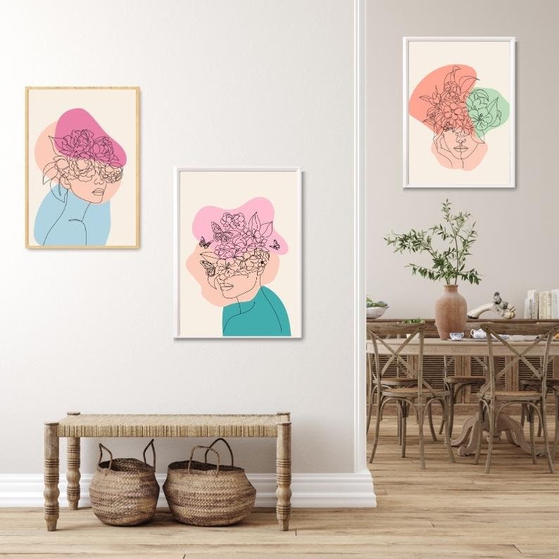 Set of 3 Colorful Girls Wall Art Prints Living Room Wall - Etsy