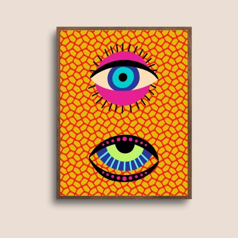 Quirky Colorful Evil Eye Poster Retro Maximalist Wall Art - Etsy
