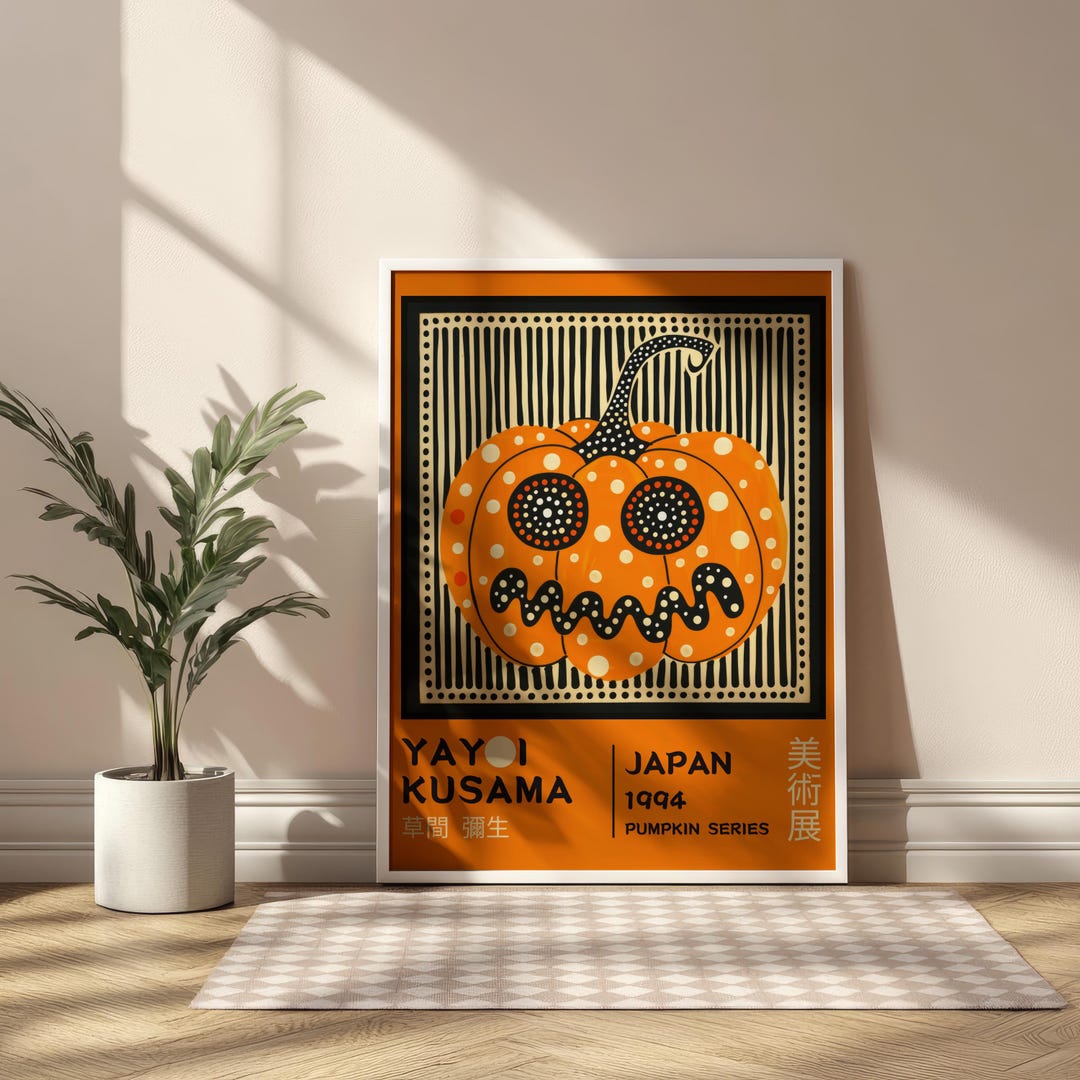 Japanese Yayoi Kusama Stylized Pumpkin Halloween Illustration Funky ...