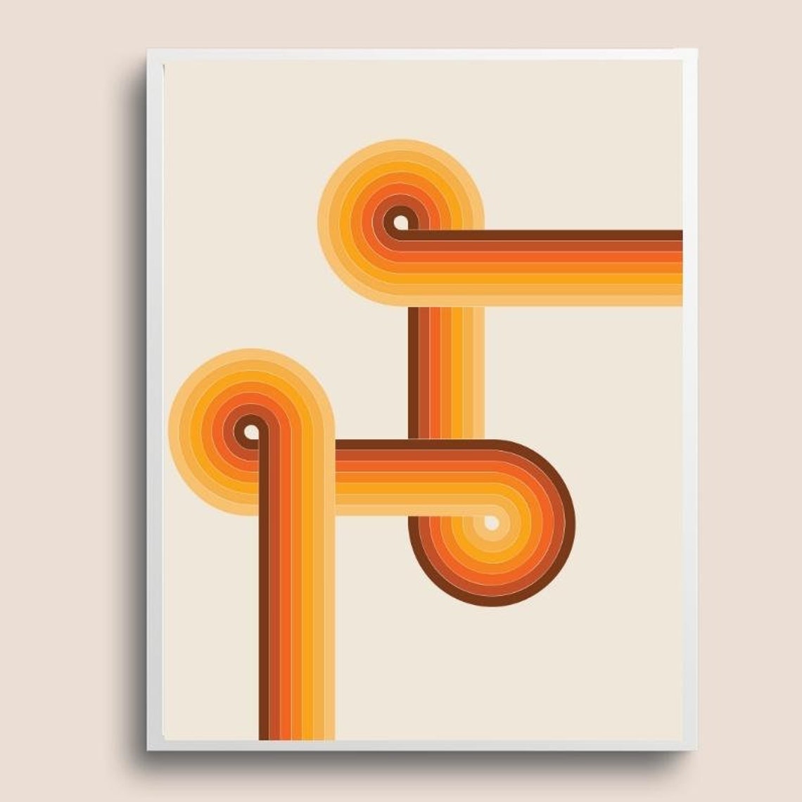 Orange Mid Century Modern Printable Wall Art Set of 6 Retro - Etsy