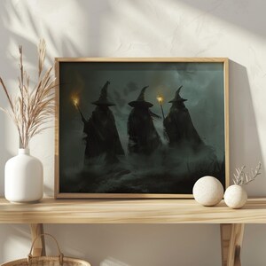 Three Witches in the Fog Dark Gloomy Art Print DIGITAL Halloween Wall ...