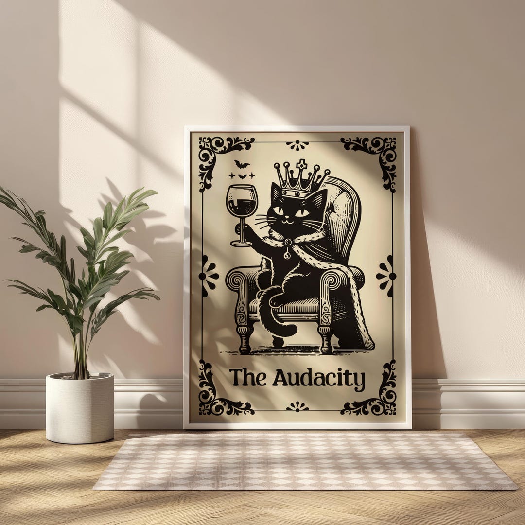 The Audacity Black Cat Funny Tarot Card Art Print Digital, Cat Humor ...