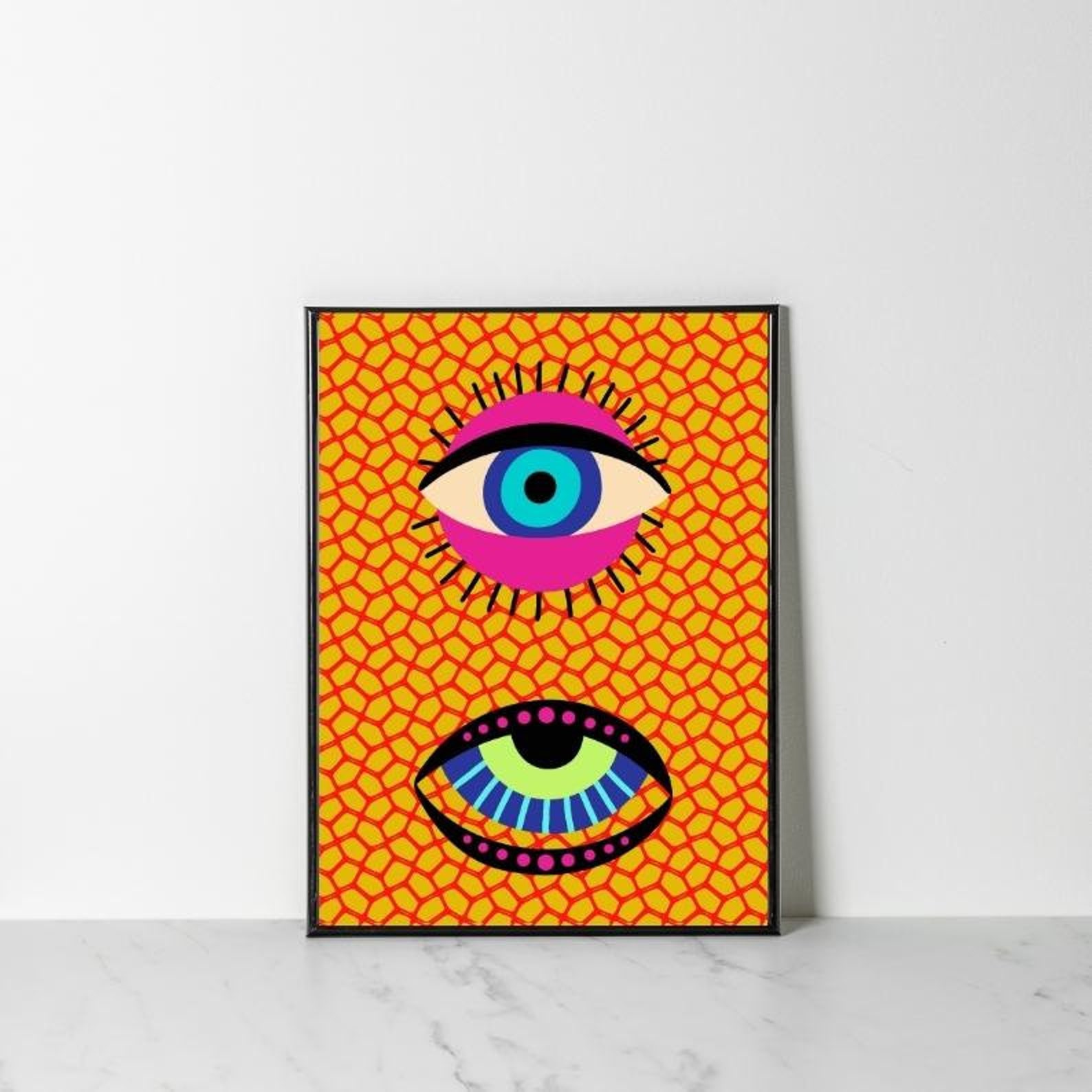 Quirky Colorful Evil Eye Poster Retro Maximalist Wall Art - Etsy