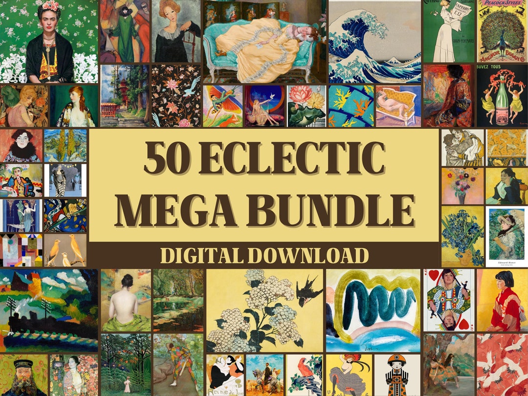 50 Eclectic MEGA Bundle Gallery Wall Prints Vintage Poster Set ...