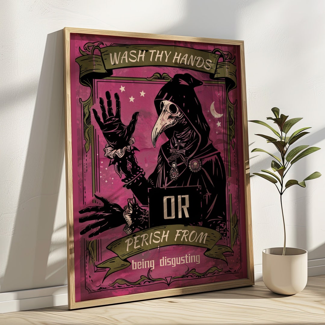 Wash Your Hands Plague Doctor Funny Bathroom Wall Art Print Witchy ...