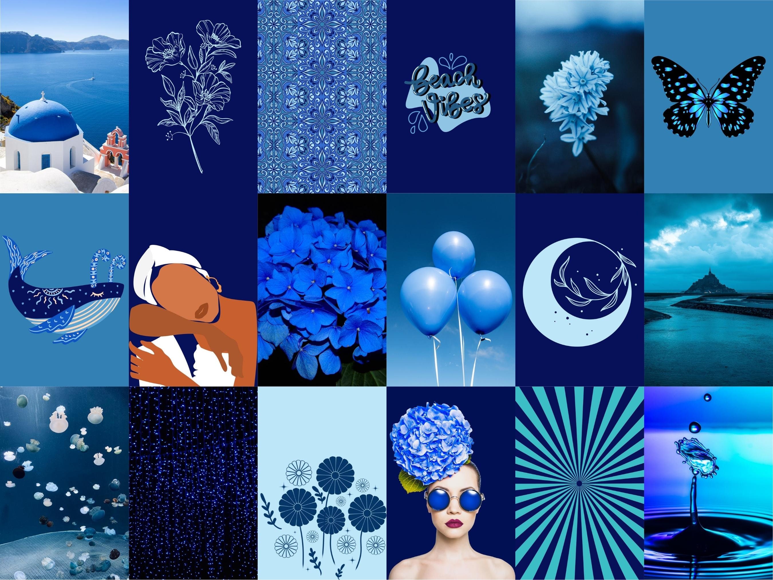 Navy Blue Aesthetic Wall Collage Kit 100 Pcs Wall Collage | Etsy