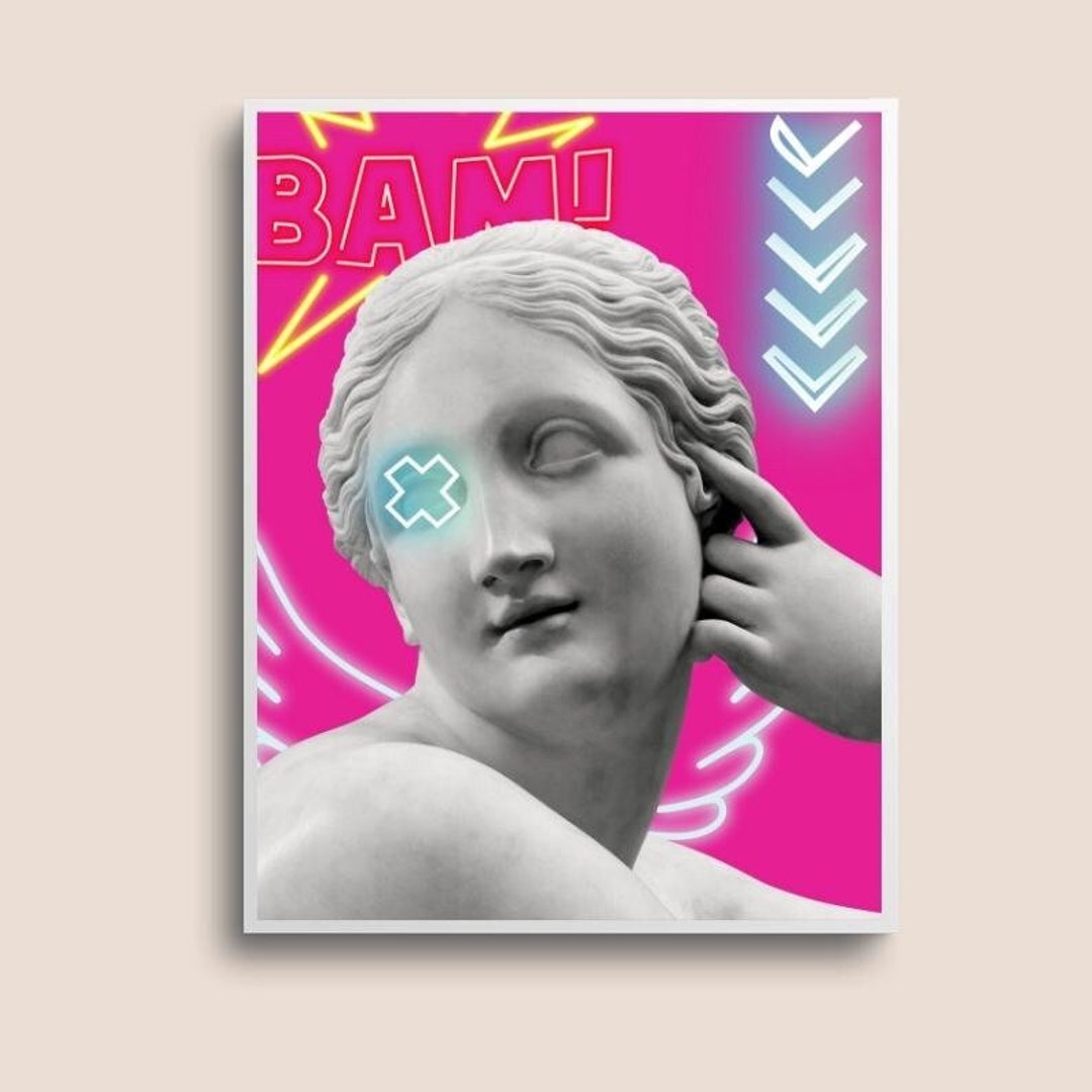 Hot Pink BAM Neon Maximalist Wall Art Print Eclectic Wall Decor Vibrant ...