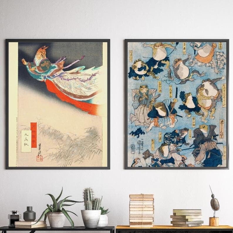 Japanese Woodblock Print Set of 7, Vintage Japanese Ukiyo-e Wall Art ...