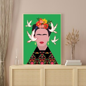 Frida Kahlo Wall Art Print, Colorful Frida Poster,frida Kahlo Portrait ...