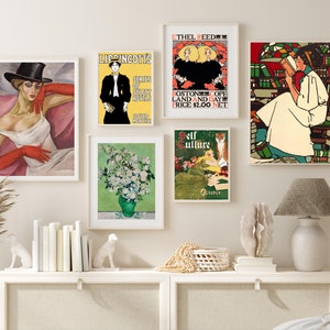 Vintage Eclectic Gallery Wall Set of 11 Prints, Art Nouveau Poster Set ...