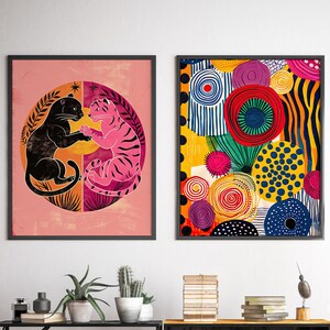 Maximalist Gallery Wall Set of 9 Exhibition Prints Funky Wall Art ...