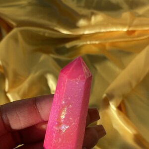 Pink Aura Chinese Larimar Tower | Aura Chinese Larimar Obelisk | Aura ...