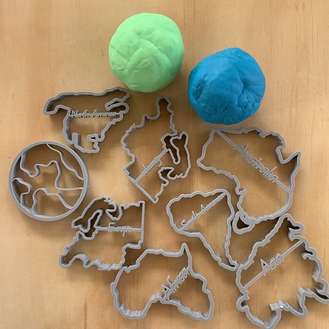 7 Continents One Planet Clay Cookie Play Dough Cutters - Etsy